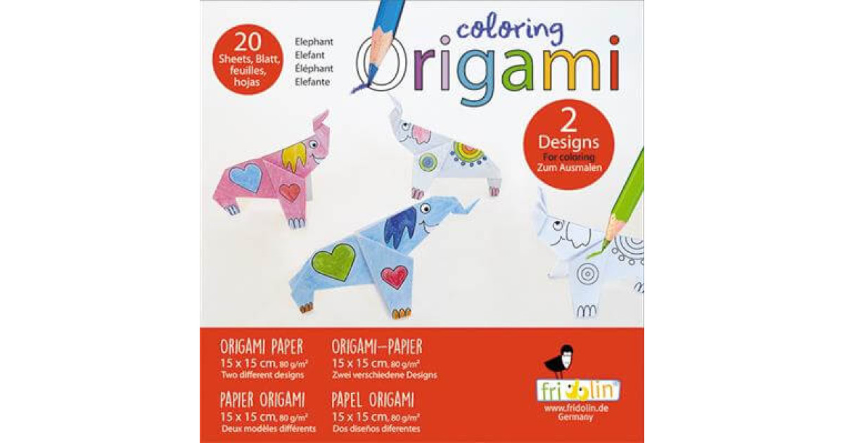 FRIDOLIN Origami za otroke Coloring Slon - Kreativne igrače