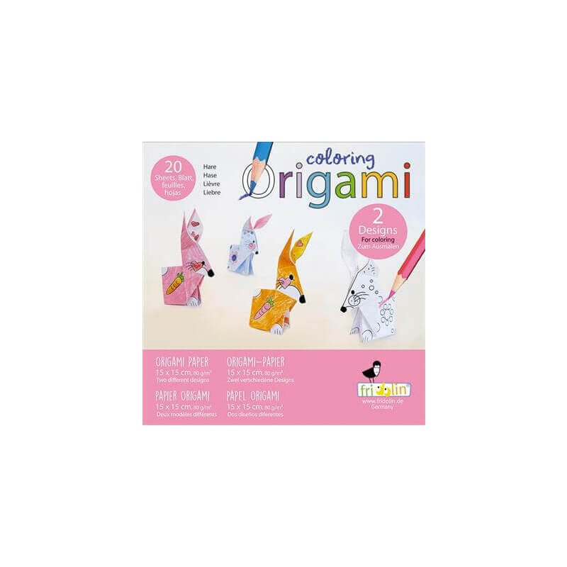 FRIDOLIN Origami za otroke Pobarvanka Zajec