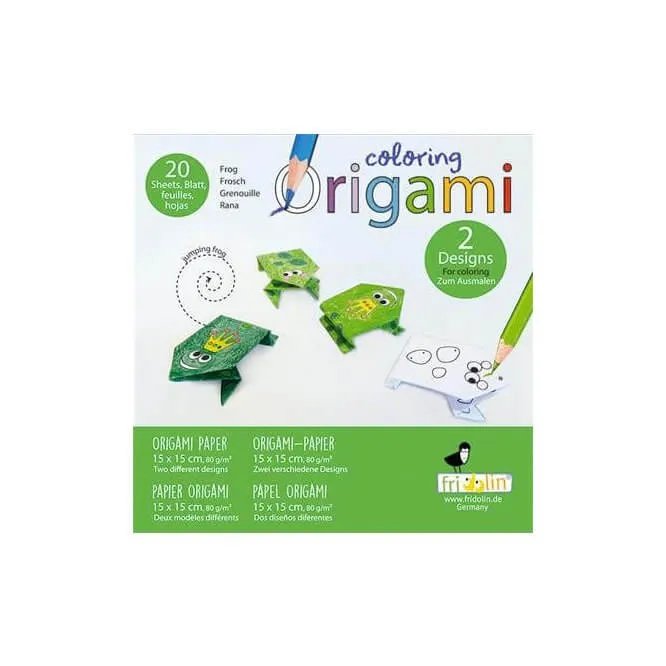 FRIDOLIN Origami za otroke Pobarvanka Žaba